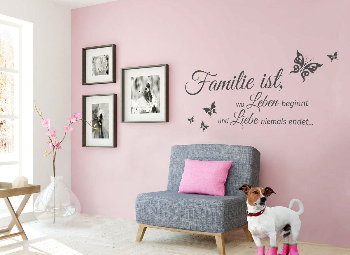 Wall Decal Family is where life begins and love never ends... 80 x 40 ...