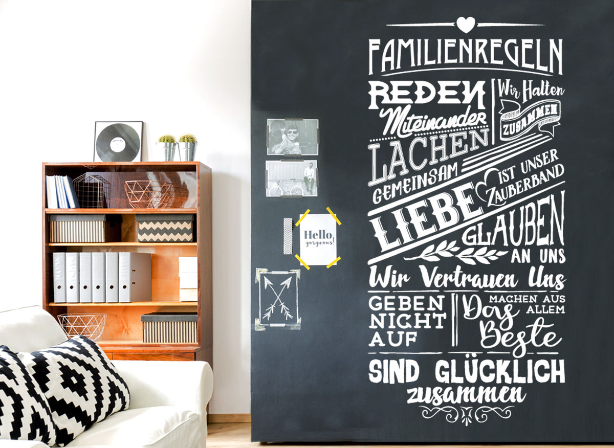 Wandtattoo Familienregeln W5498 – Grandora