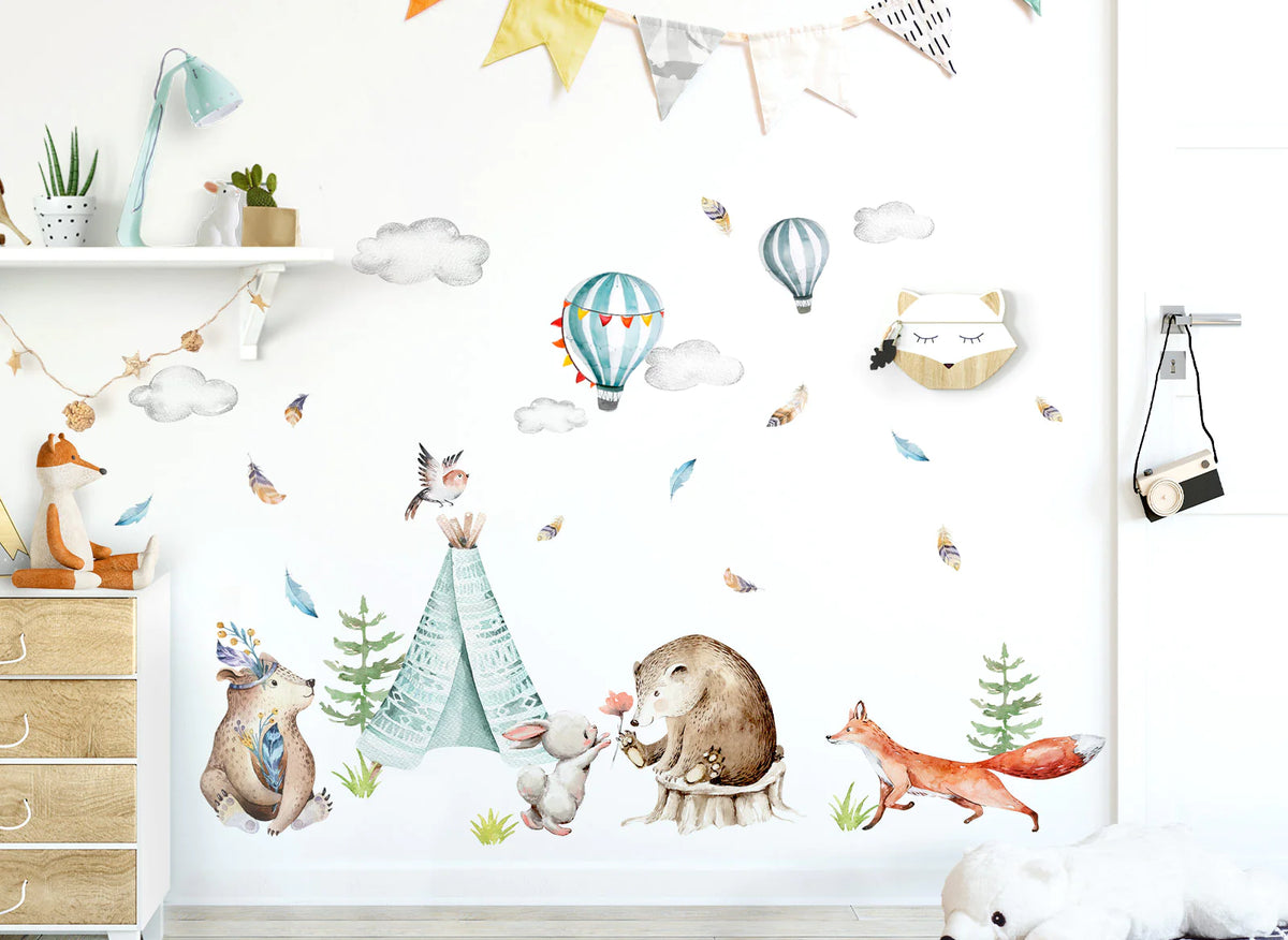 Little Deco Forest Animals Party with Teepee & Hot Air Balloons DL ...